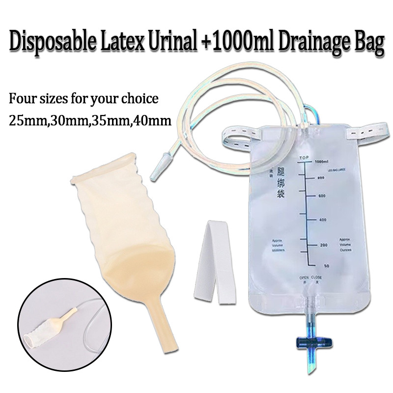 1 Set Men Medical Latex Sleeve Urine Bag Urine Collection Bag Urinal ...