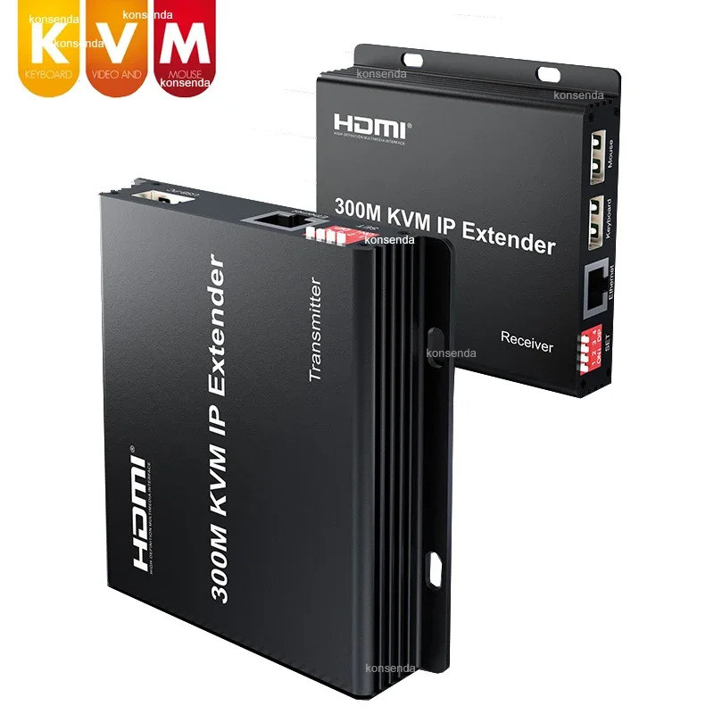 300M HDMI KVM Extender over IP Rj45 Cat6 Cable 984ft 1080P HDMI USB KVM ...