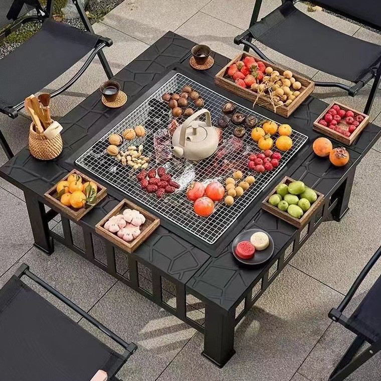 Grill BBQ Luaran Mengelilingi Lubang Api Patio Dapur BBQ Arang Api ...