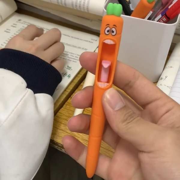 cute stationery korean stationery stationery set Carrot Stretching Tongue Gel Pen Spoof Pressing ...