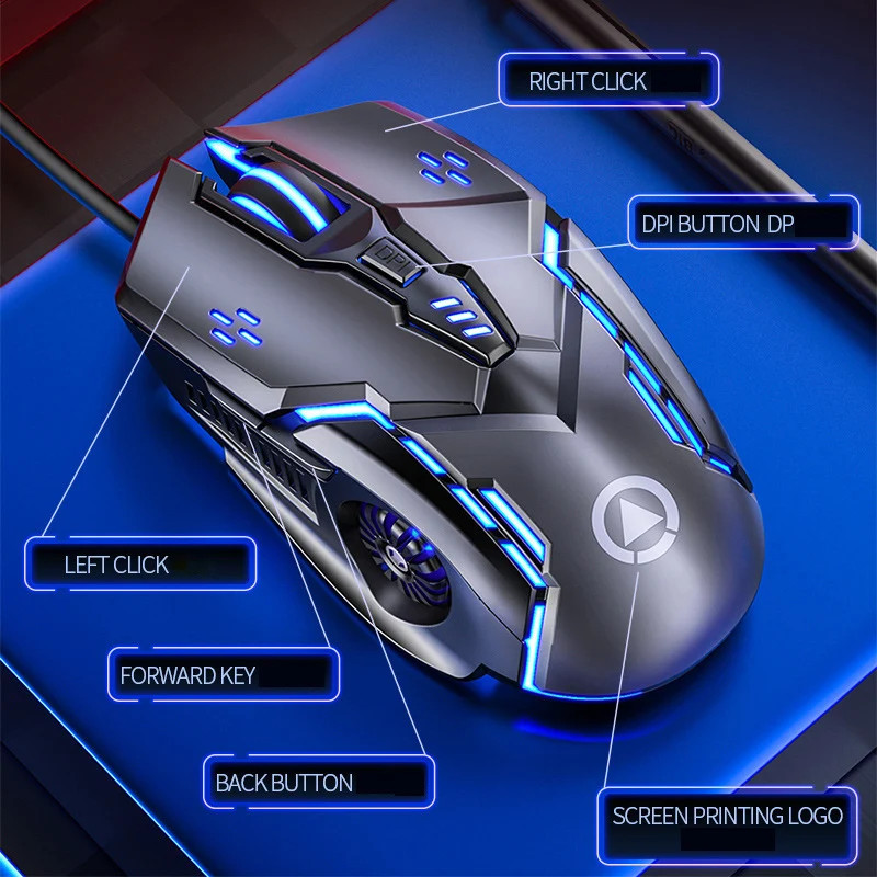 Silver Eagle G5 Mute Wired Mouse Six Keys Luminous Game E-Sports ...