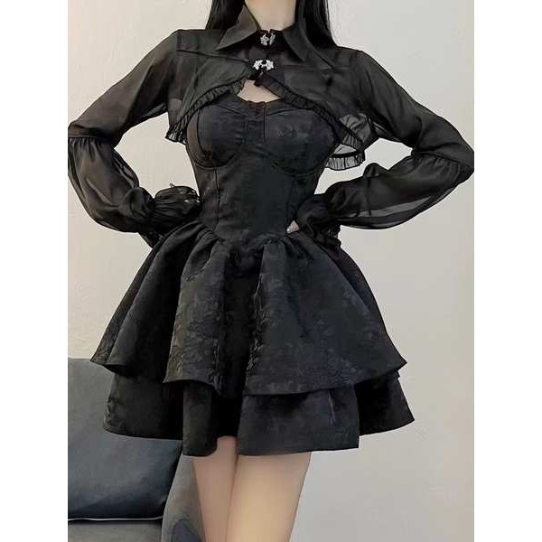 dress sulam goddess dress Early Autumn Sweet Cool Hot Girl Dark Style ...