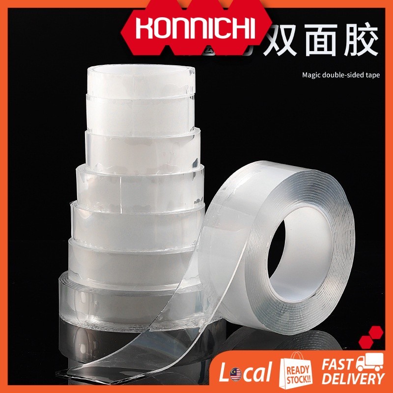 Nano Double Sided Tape Washable Adhesive Tape Reusable Double Sided Side Nano Traceless Clear ...