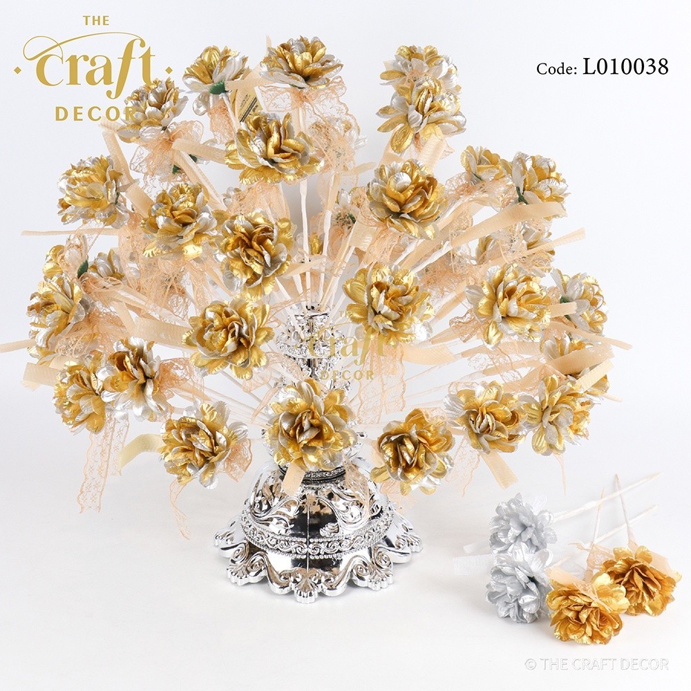 The Craft Decor 50pcs Glitter Gold Silver Flower Bunga Telur | Gift ...