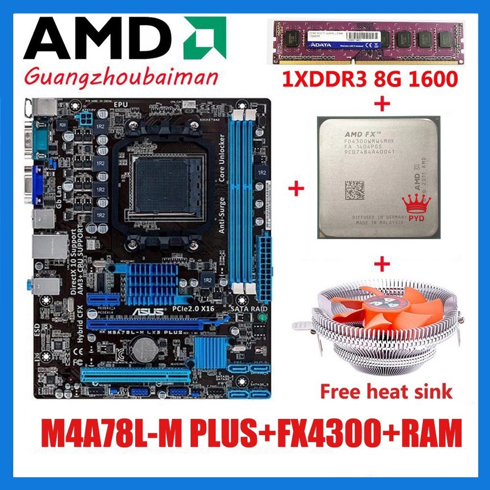 bundle ASUS M5A78L-M LX3 PLUS motherboard 760G USB2.0 SATAII+ AMD AM3 ...