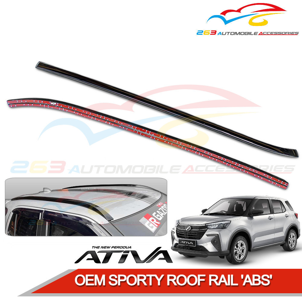 PERODUA ATIVA 2021-2023 SPORTY ROOF RAIL OEM ROOF BAR 'ABS' (BLACK) '2 ...