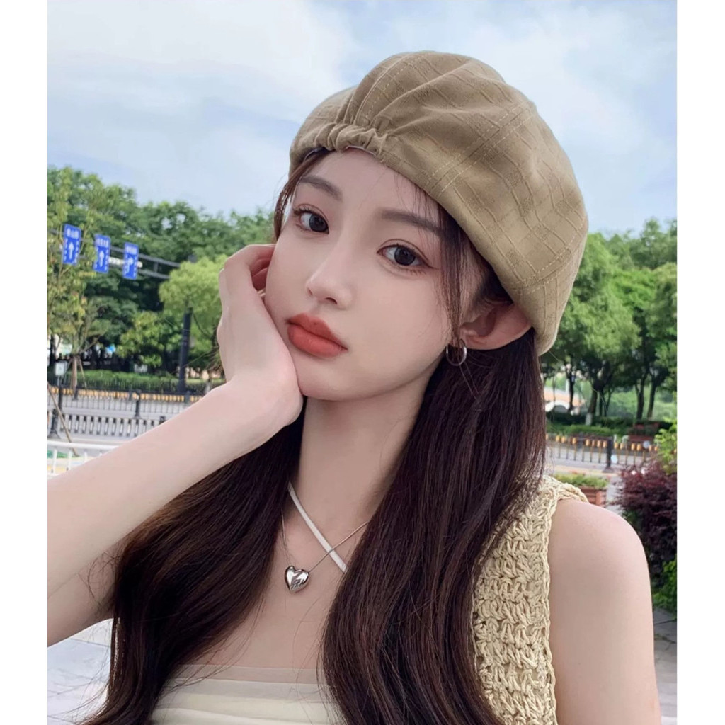 Hat Female Big Head Beret Female Summer Round Face Retro Forward Hat ...