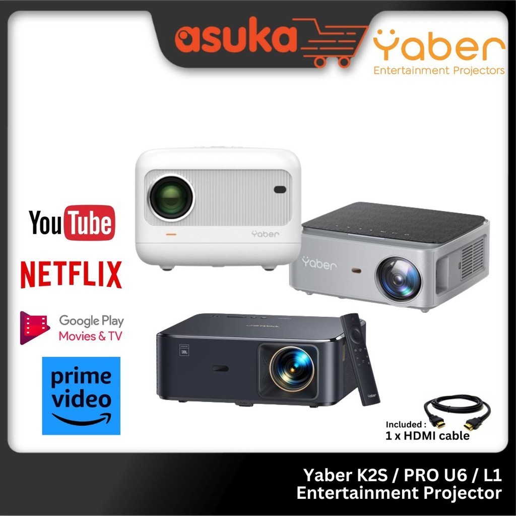 Yaber PRO U6 / K2S 800 ANSI Lumens / L1 250 ANSI Lumens Entertainment Projector Android TV 9.0 ...
