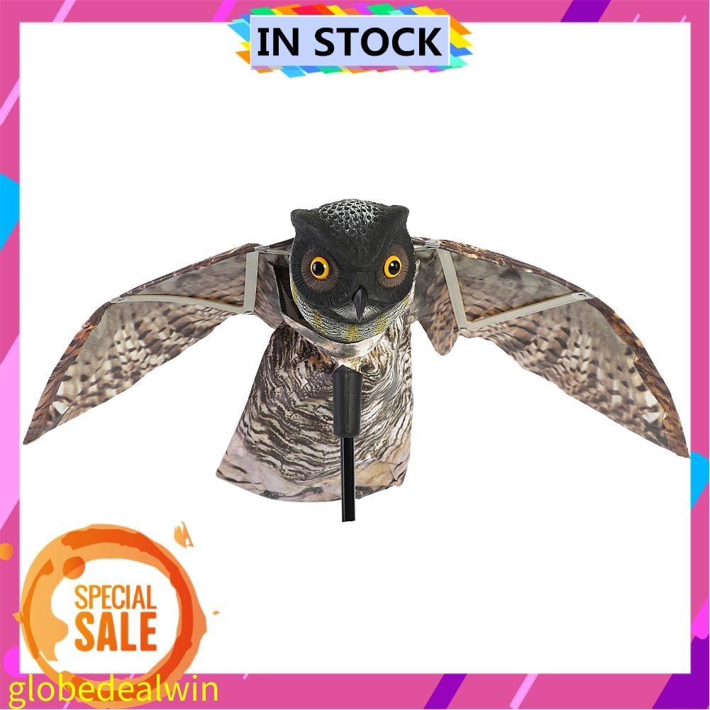 Globedealwin Fake Prowler Owl Bird Scarer with Moving Wing Garden ...