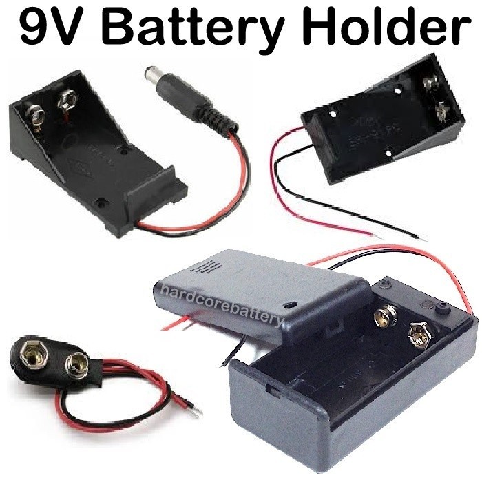 9V Volt Battery Holder box With Switch Cable Snap Connector Cover Clip ...
