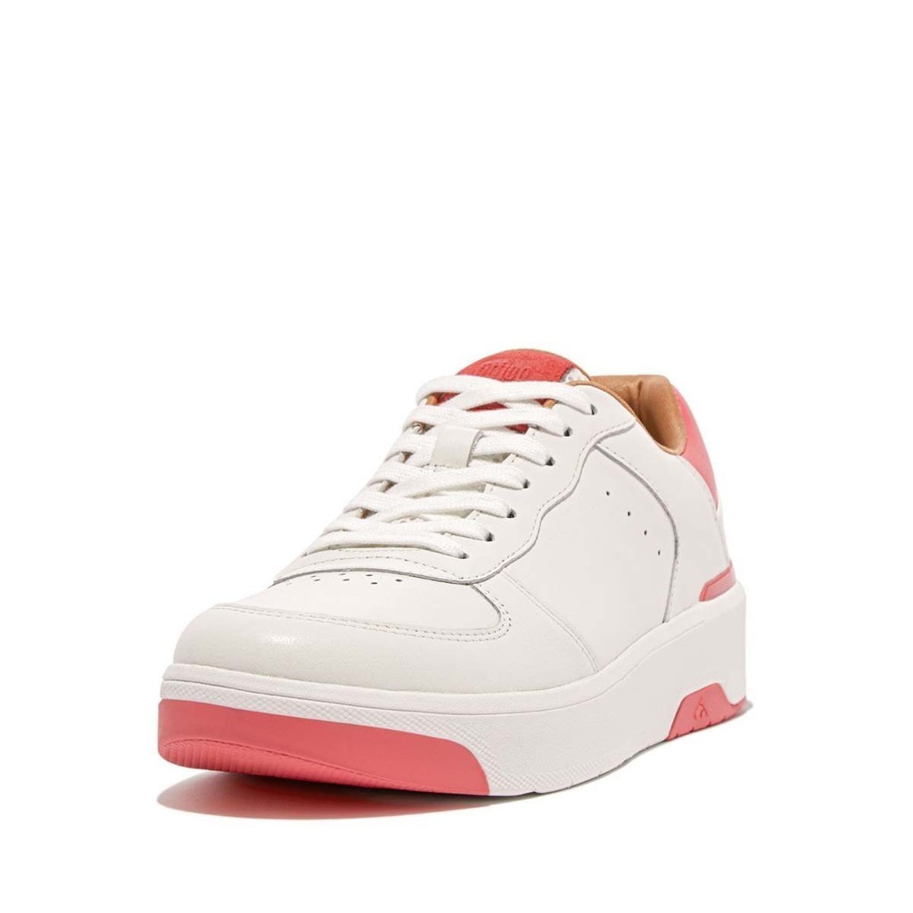 FitFlop RALLY EVO Leather Trainers - Urban White/Rosy Coral (HE5-B20 ...