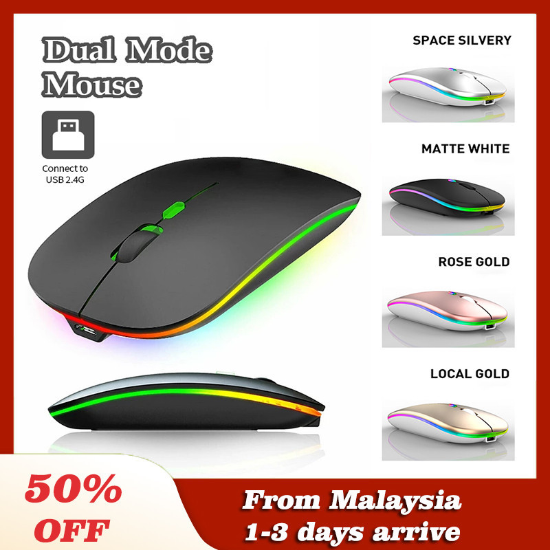 Rechargeable Wireless Mouse Computer Silent Mouse 2.4Ghz Receiver ...
