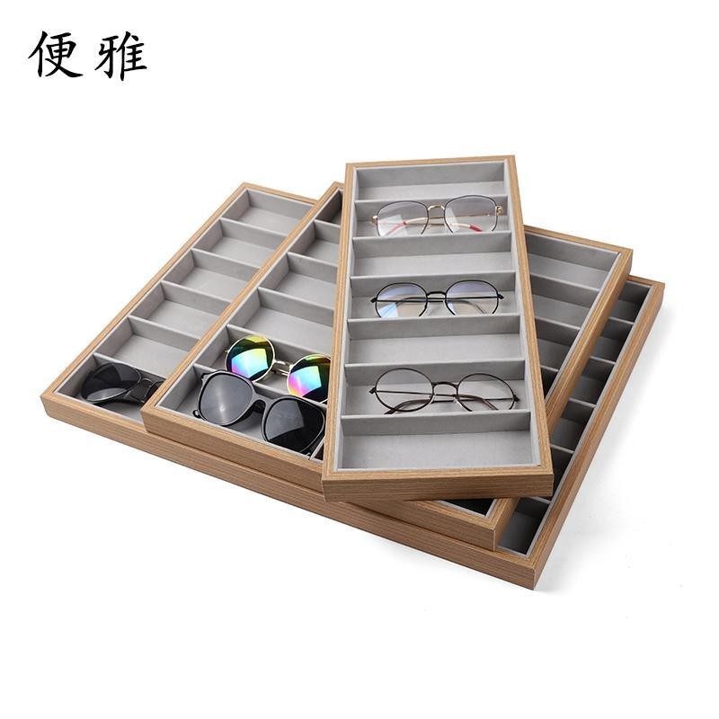 Glass Display Stand Glasses Shop Counter Solid Wood Glasses Shelf ...
