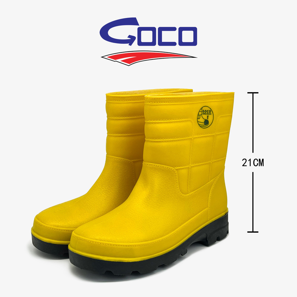 GOCO Low Cut Safety Rubber Rain Boot Waterproof Anti-Slip Kasut But ...