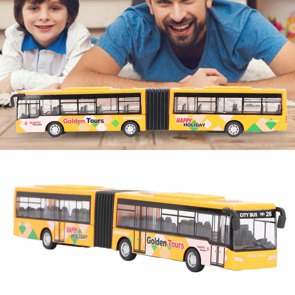 HEO~Double Section Bus Model Lengthen Educational Realistic Alloy Pull ...