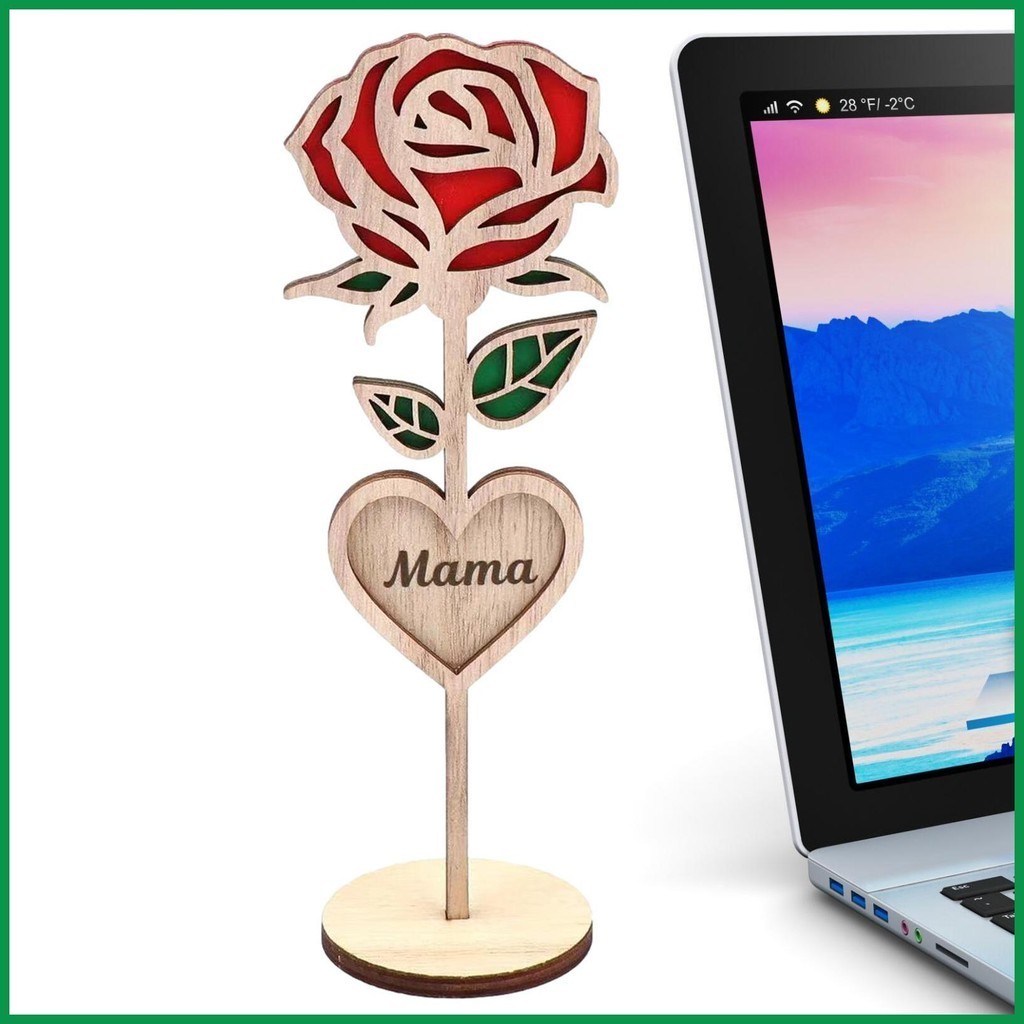 Wooden Roses Love Heart Wooden Mama Rose Mom Rose For Her Handcrafted ...