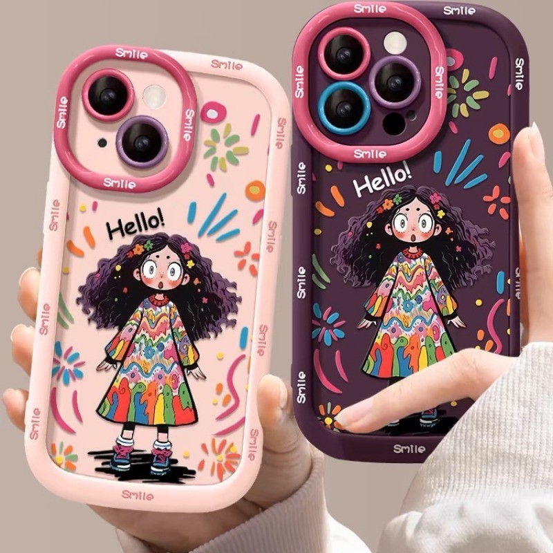 iPhone 16 15 14 13 12 11 Pro Max X Xr Xs Max 7 8 Plus Phone Case Cartoon Girl Soft Phone Cover ...