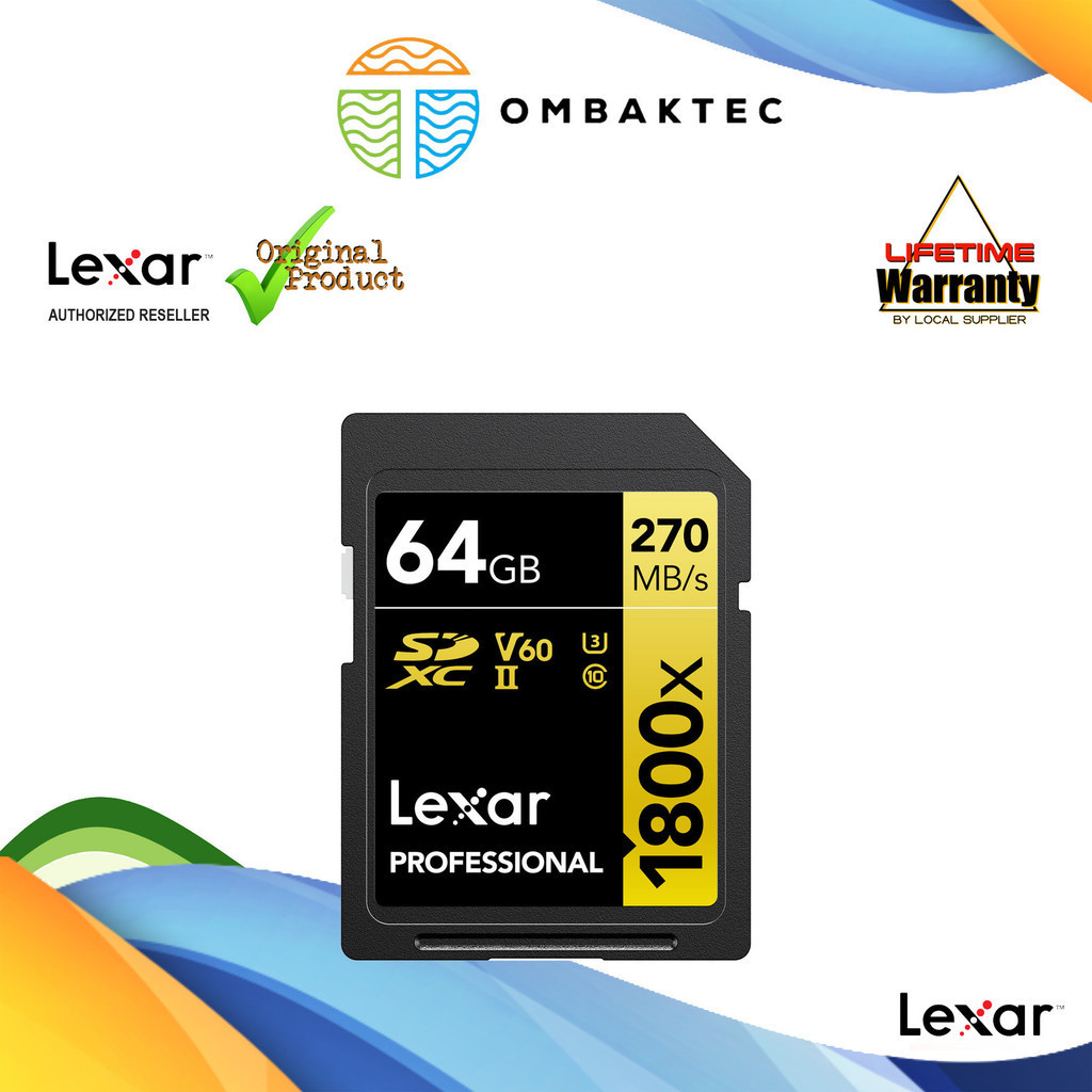 Lexar 1800x SDXC™ UHS-II Card 64GB Professional (R300 / W260 MB/S) 4K ...