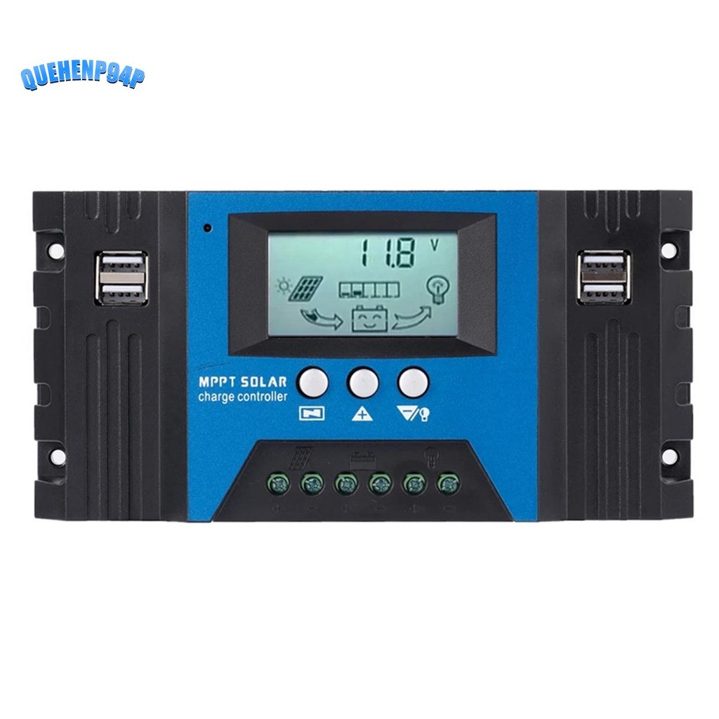 100A MPPT Solar Charge Controller Dual USB LCD Display 12V/24V Auto Solar Cell Panel Charger ...