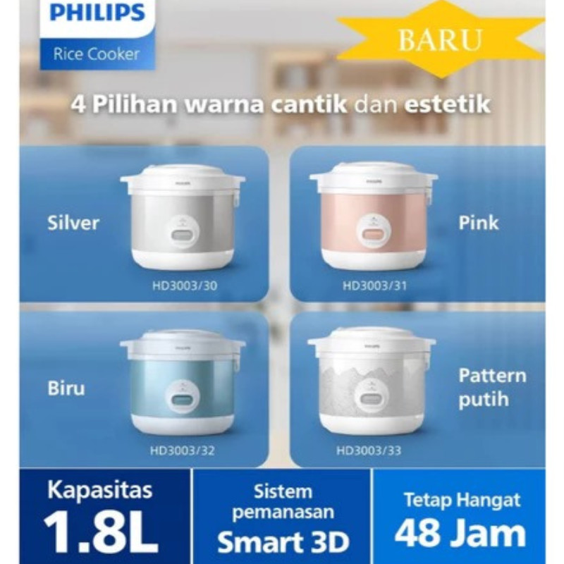 PHILIPS RICE COOKER HD3003-33 / HD-3003-33 RICE COOKER 1.8 LITER ...