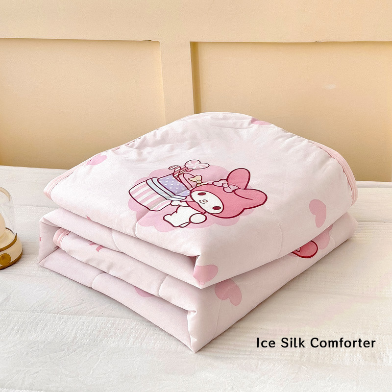 New Cartoon Print Ice Silk Summer Quilt Cute Kuromi Melody Cooling ...