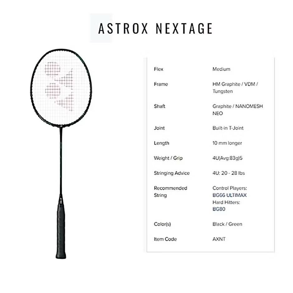 ORIGINAL YONEX ASTROX NEXTAGE Free String + GRIP 4U NANOFLARE NEXTAGE Racket Badminton YONEX ...