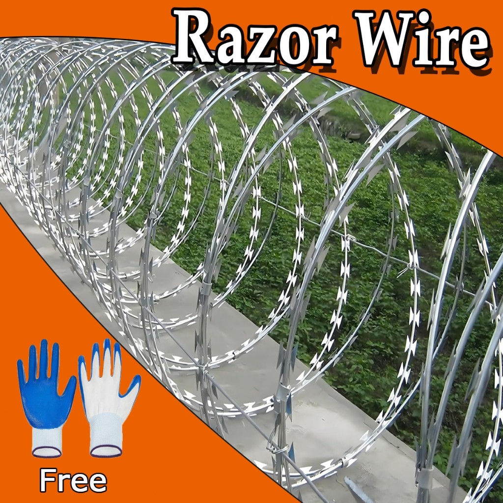 Razor Barbed Wire 450mm 700mm 10 Meter Roll Type/ Lurus Barbed Wire ...