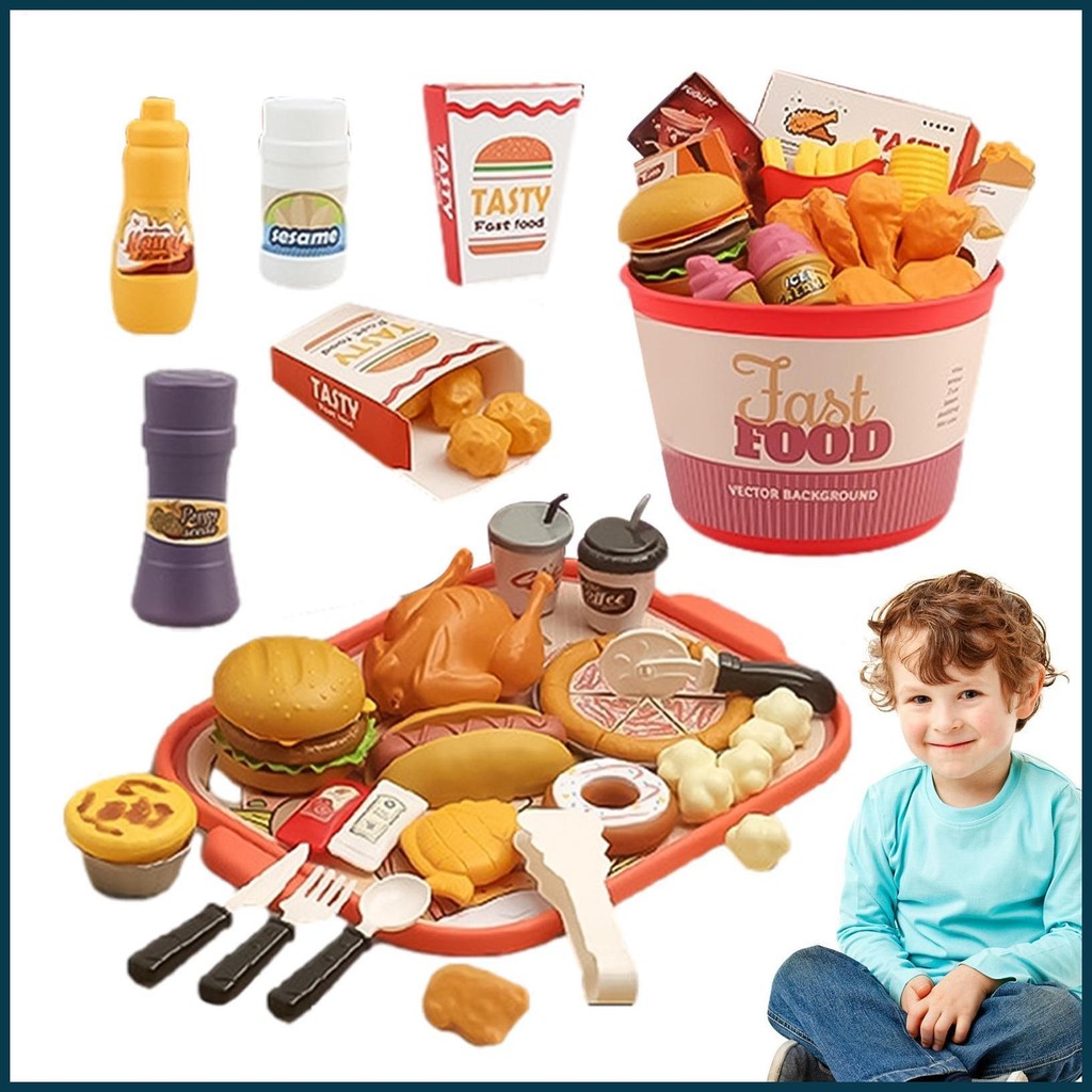Fast Food Play Food Toys Fast Food Burger Fries Deluxe Dinner Set ...