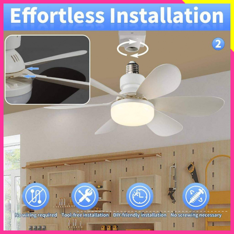 E27 Ceiling Fan with Light 30W/40W 6 Blades Wireless Remote Control ...
