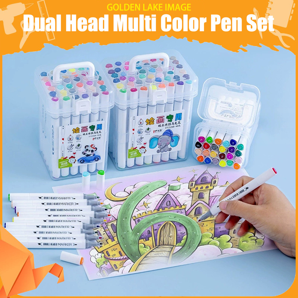 Dual Head Multi Color Pen Set Marker Brush Watercolor Drawing Acrylic ...