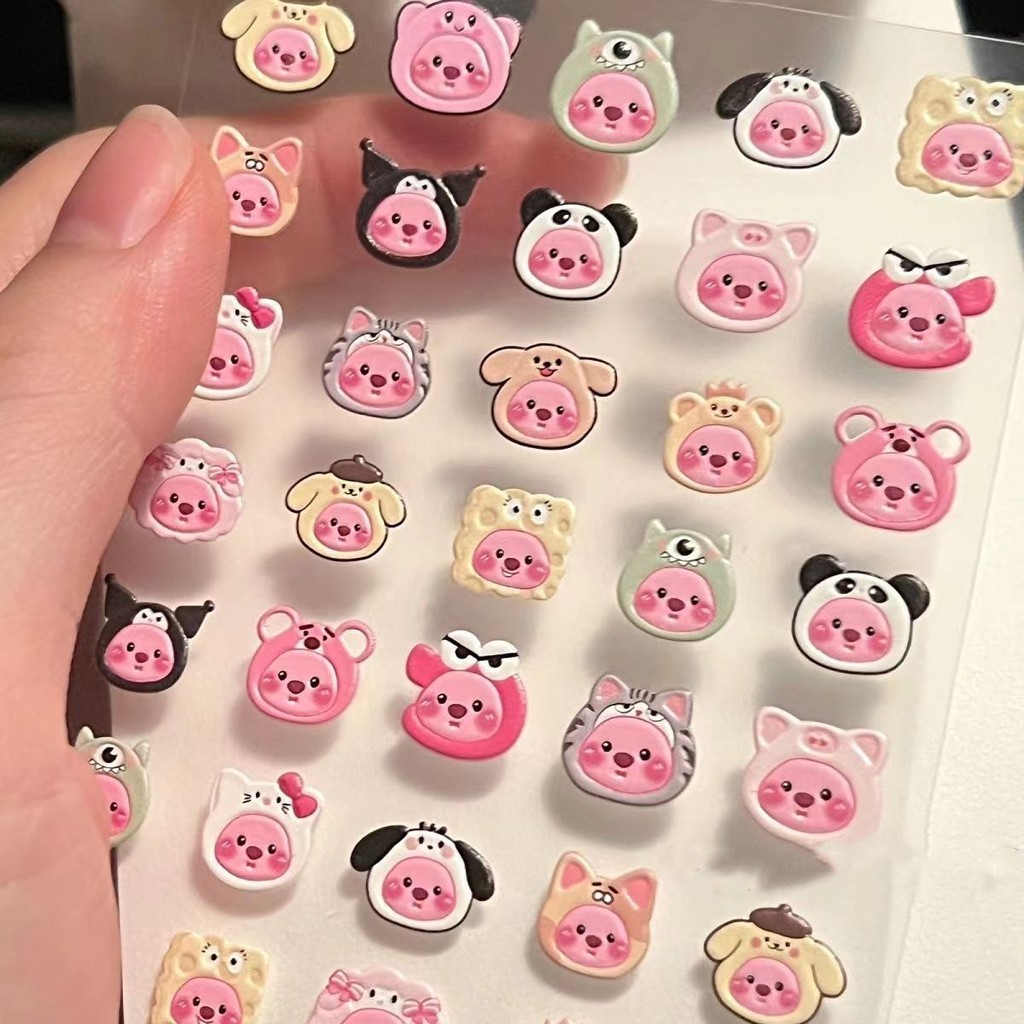Cartoon Cute loopy Beaver Ruby Embossed Three-Dimensional Manicure ...
