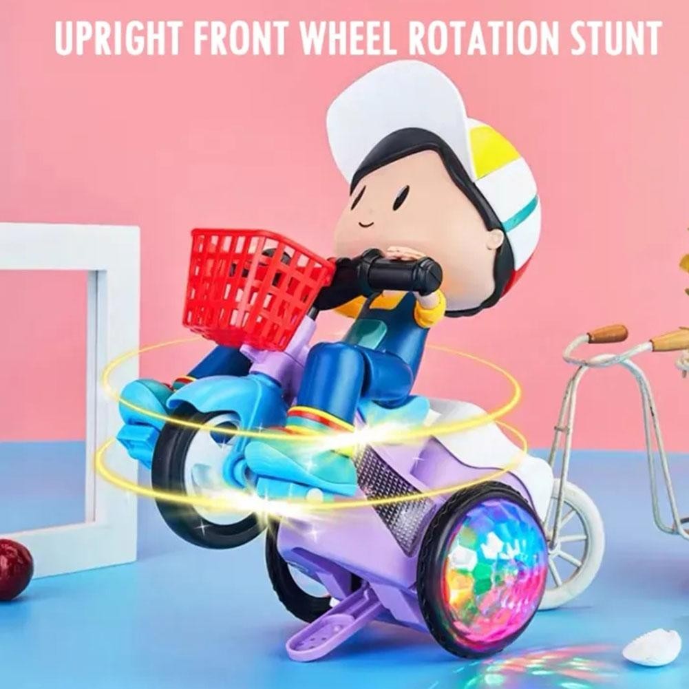 Electric Stunt Tricycle Toy Auto 360° Wheel Up Rotating Car Toy With ...