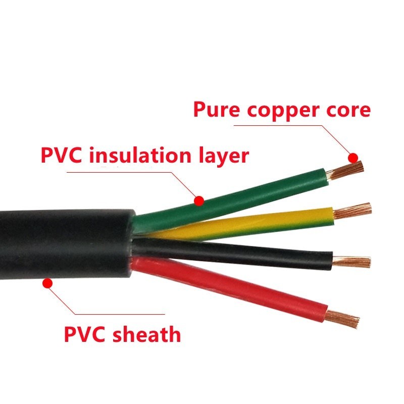 Pure Copper RVV Cable 2 -10 Cores 0.5mm²/0.75mm²PVC Sheathed Flexible ...