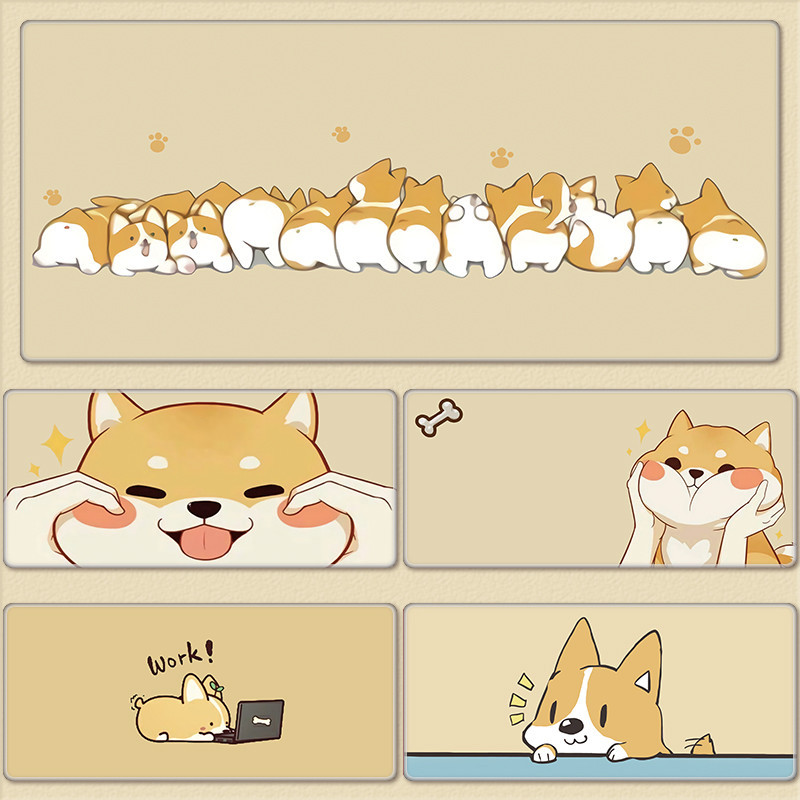Kawaii Welsh Corgi Mouse Pad 60x30cm Cute Cartoon Shiba Inu Game ...