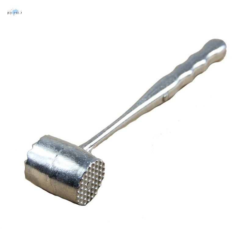 Silver Two Sides Aluminum Round Meat Hammer Mallet Tenderizer Beef Pork