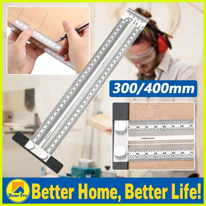 300/400mm T-type Ruler Hole Scribing Ruler Crossed-out Tool Line ...