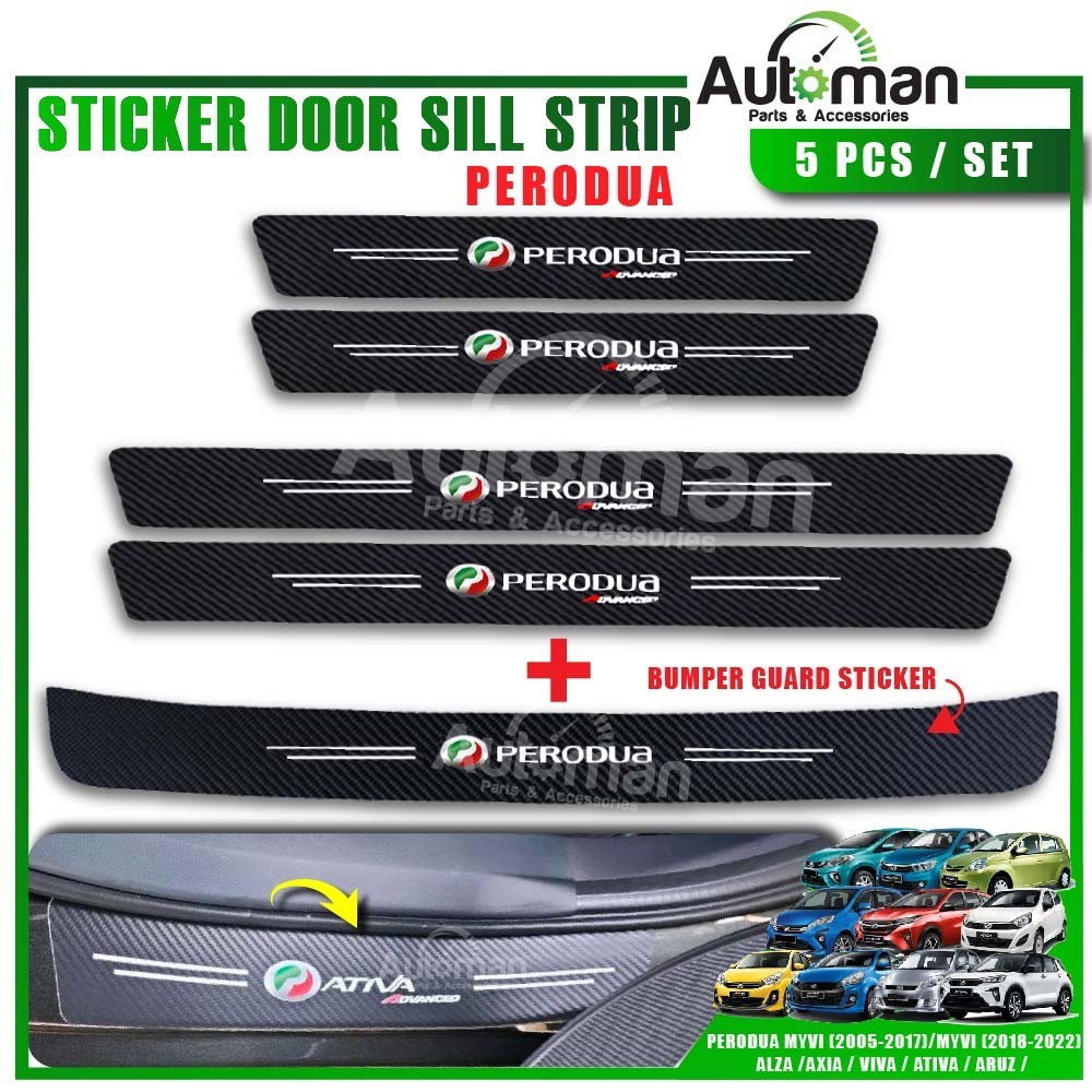 Carbon Sticker Door Side Sill Step Plates Perodua Ativa Aruz Axia Alza ...