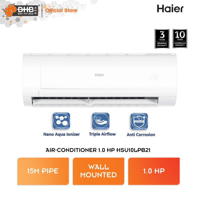 Haier R32 Non-Inverter Series HSU-10LPB21 Air Conditioner R32 1.0 HP 3 ...