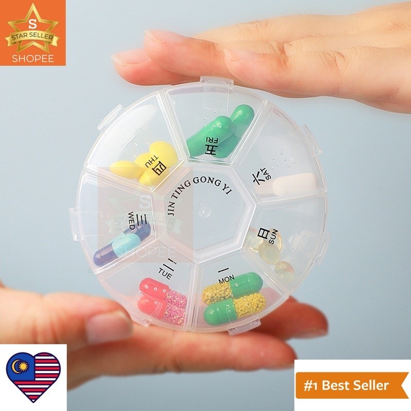 (MW)7 Grids Portable Weekly Pill Box / Mini Medicine Storage Case ...