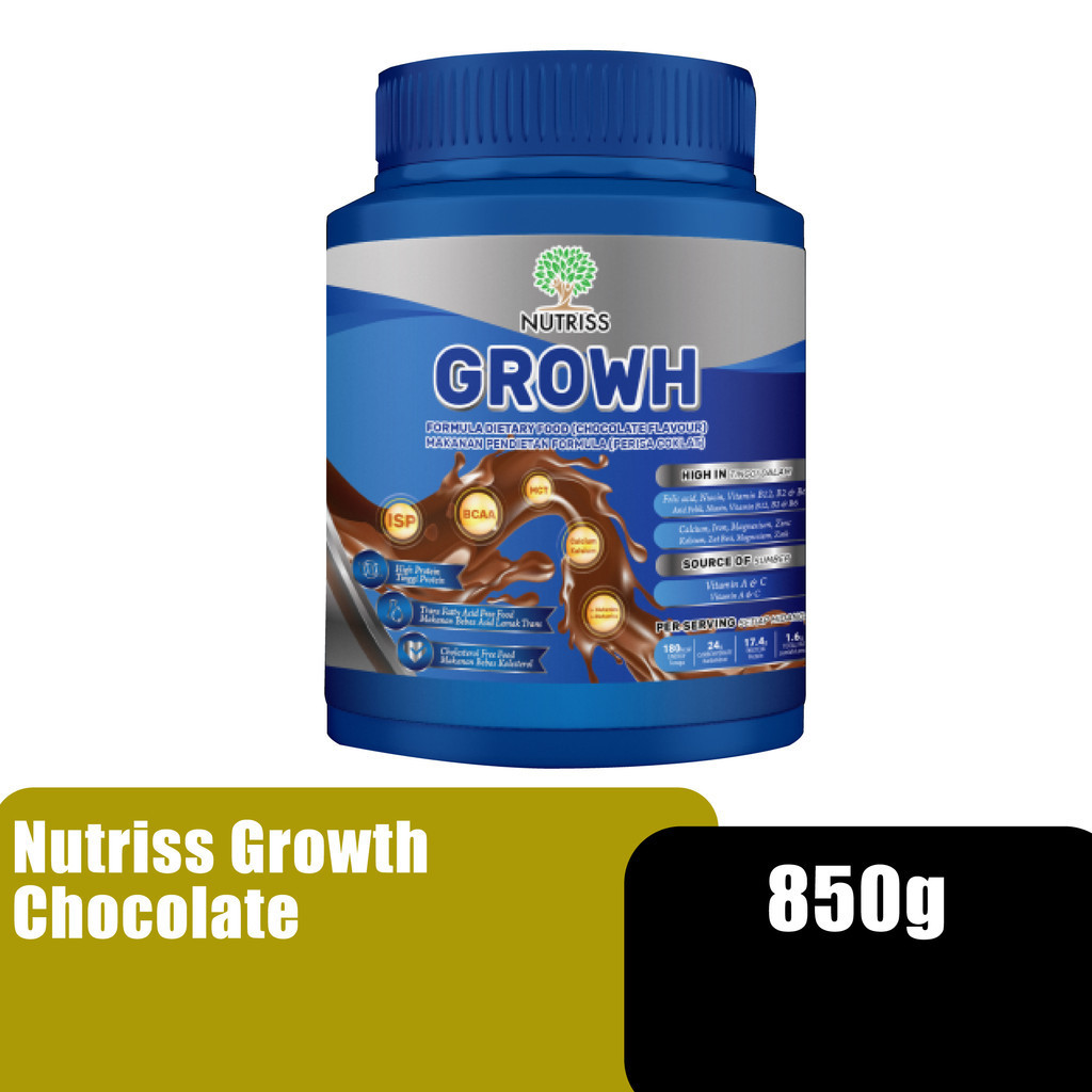 Nutriss Growth Calcium,Iron Protein Powder - Chocolate flavor 850g (for weight gain,muscle ...