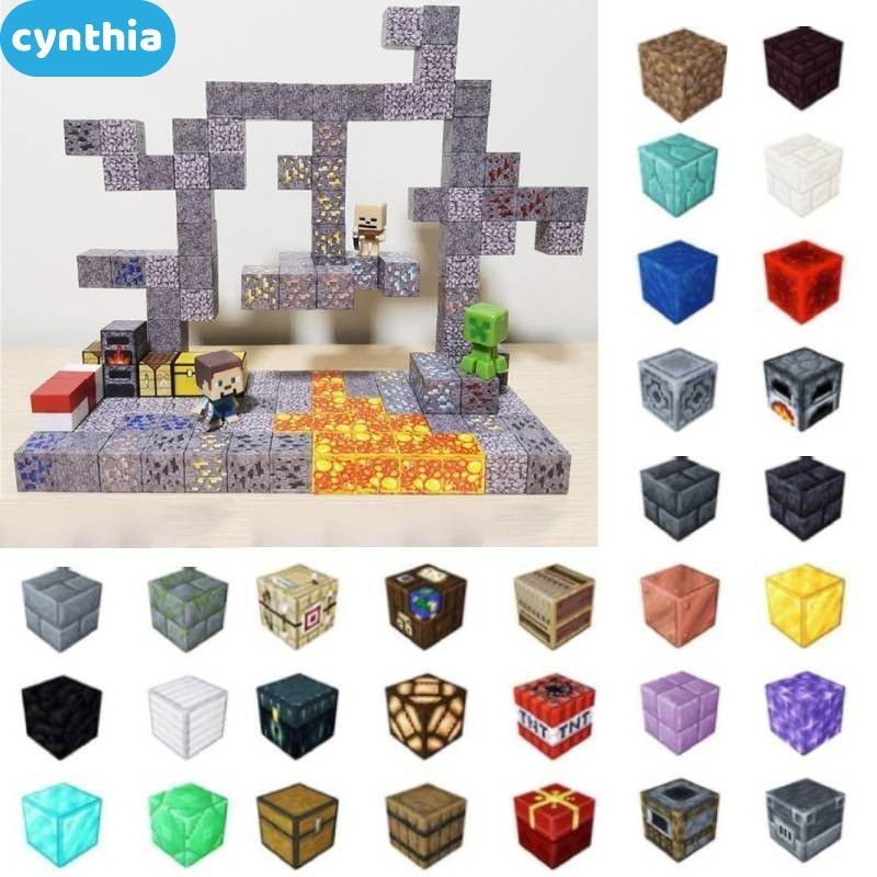 2cm Minecraft Building Block Diy Merchandise Magnet Toy Mine Assembling ...