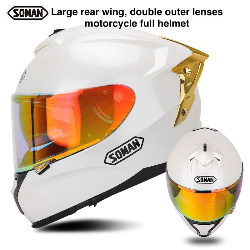 Soman Unisex/Motorcycle Racing Helmet/Dual Lens Unique Tail Full Helmet ...