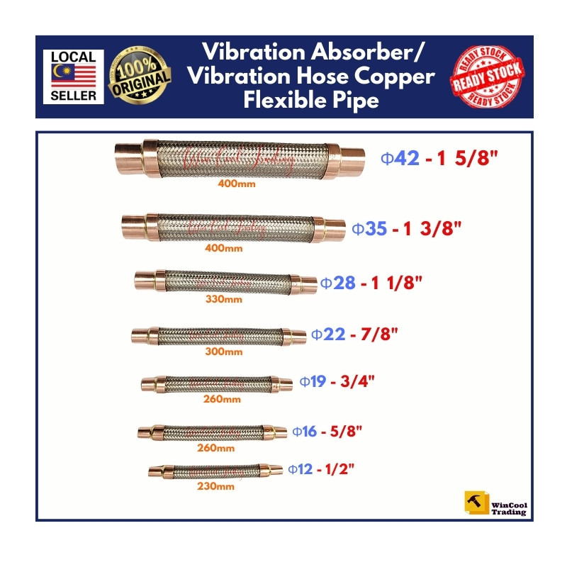 VIBRATION ABSORBER VIBRATION PIPE COPPER FLEXIBLE PIPE 1/2" 5/8" 3/4" 7 ...