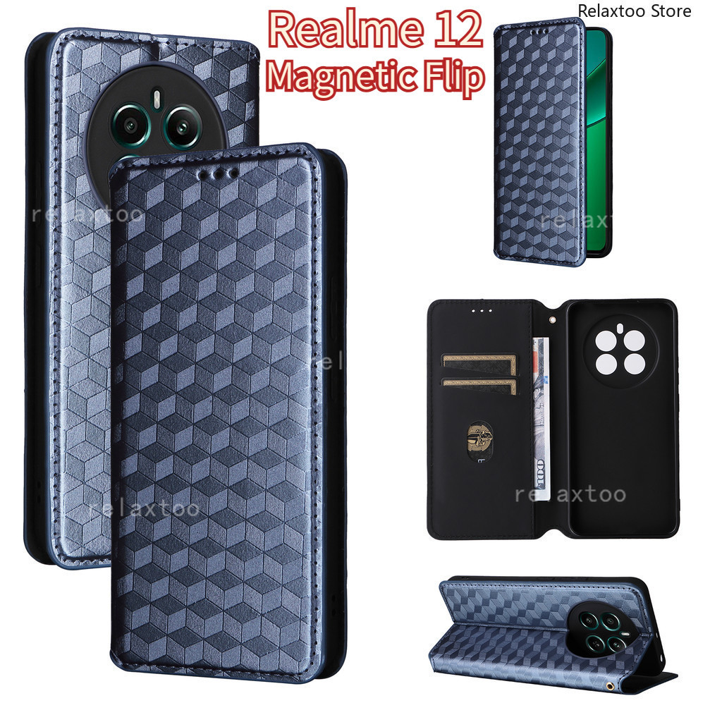 Realme12 X 5G Leather Magnetic Flip Casing For Realme 12 Pro Plus Pro+ ...