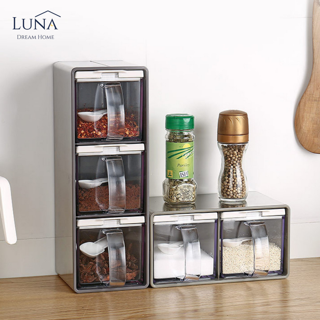 LUNA [Rey Spice Jar] bekas rempah dapur garam gula Seasoning Condiment ...