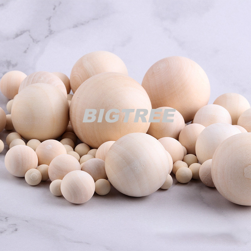 10Pcs Natural Wood Round Ball Hardwood Solid Wooden Ball No Hole ...
