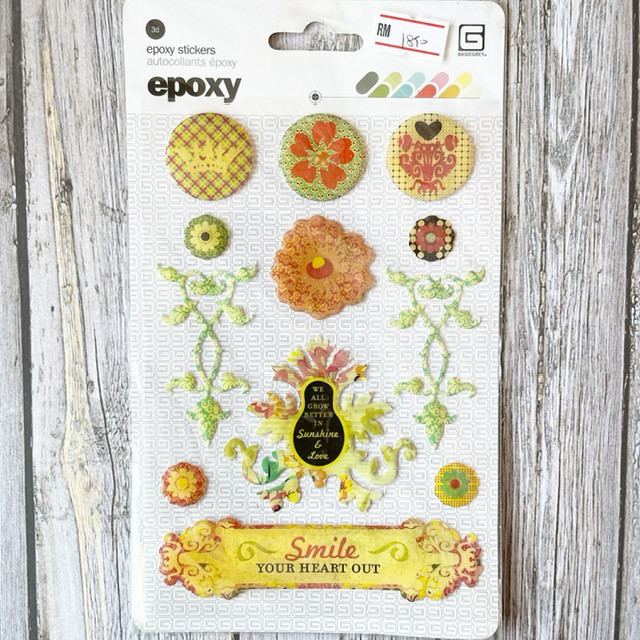 Basic Grey Hello Luscious Epoxy Stickers | Shopee Malaysia