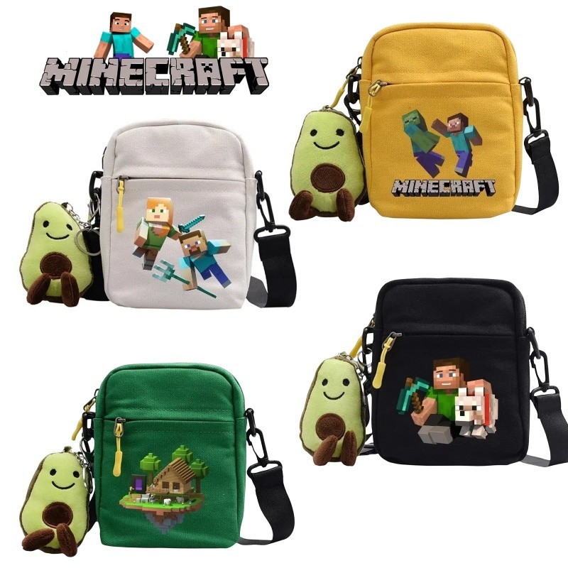 Minecraft Cartoon Shoulder Bag Canvas Crossbody Popular Game Print with ...