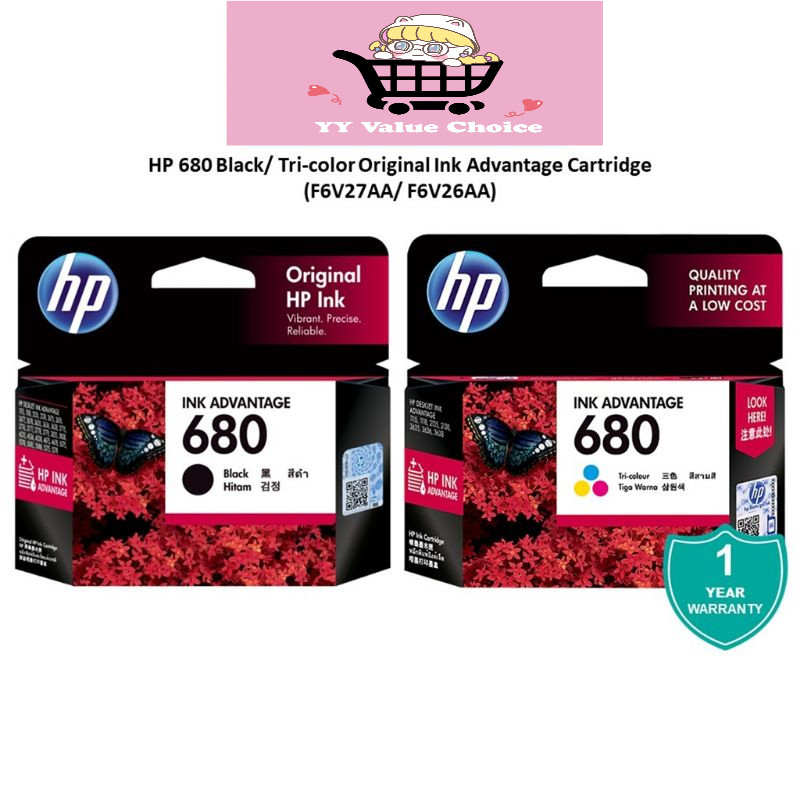 ️[Ready Stock] HP 680 Black / Tri-Color HP Original Ink Advantage ...