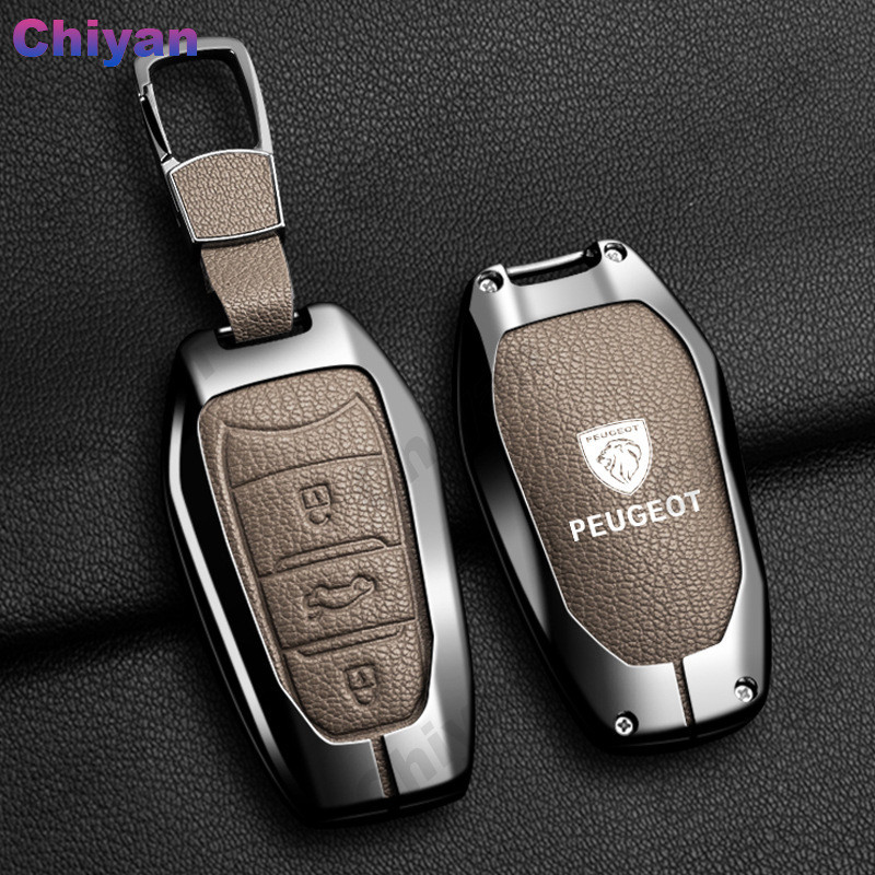 Zinc Alloy Goatskin Genuine Leather Car Key Case Cover Smart Remote ...